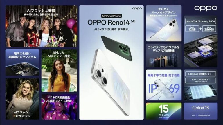 OPPO Reno14 5G／スペック・発売日・価格・セール情報・レビュー | SimChoice